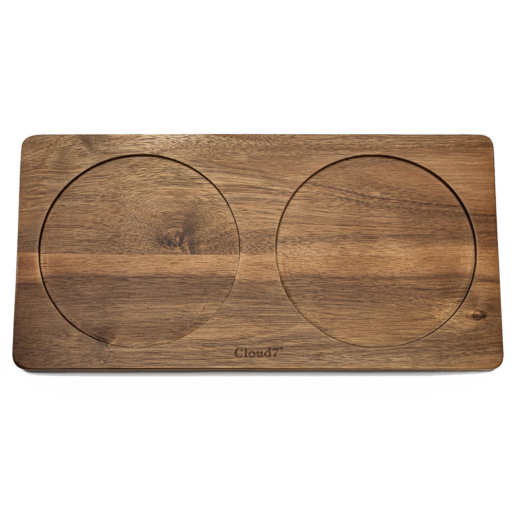 Support de gamelle pour chien Cloud7, en bois d’acacia, taille M | marron | M (environ 40,5 x 20 ...